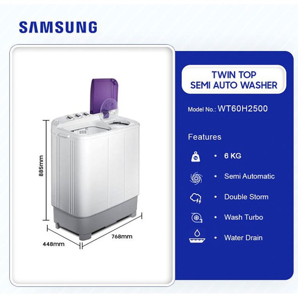 Samsung Twin Tub Washing Machine Wt60h2500 - Shad Enterprises